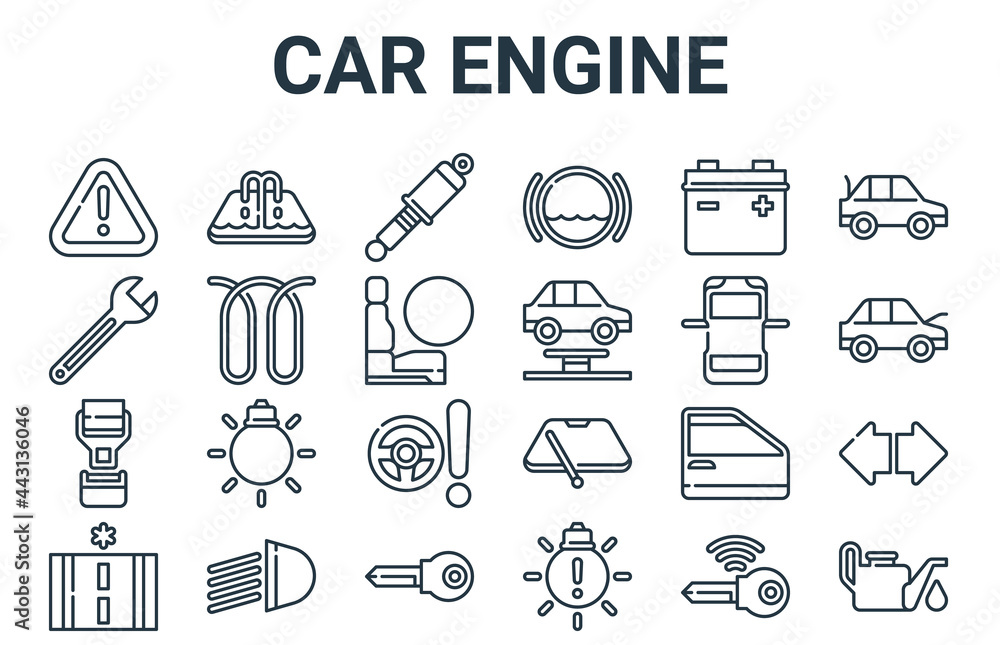 linear pack of car engine line icons. simple web vector icons set such ...