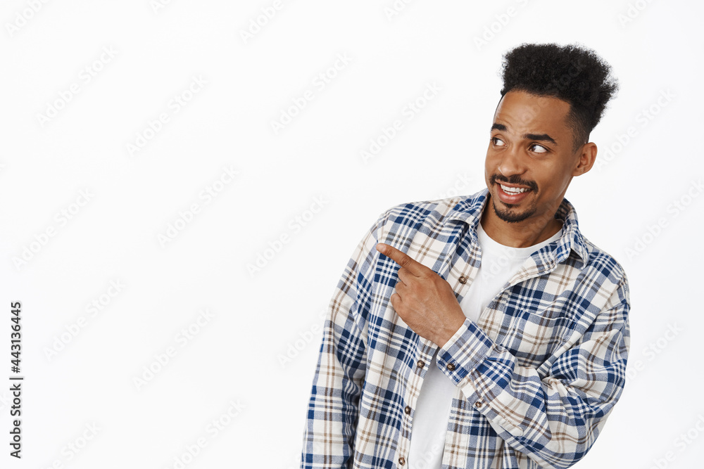 Strange cringe staff. Confused african american guy pulling back from ...