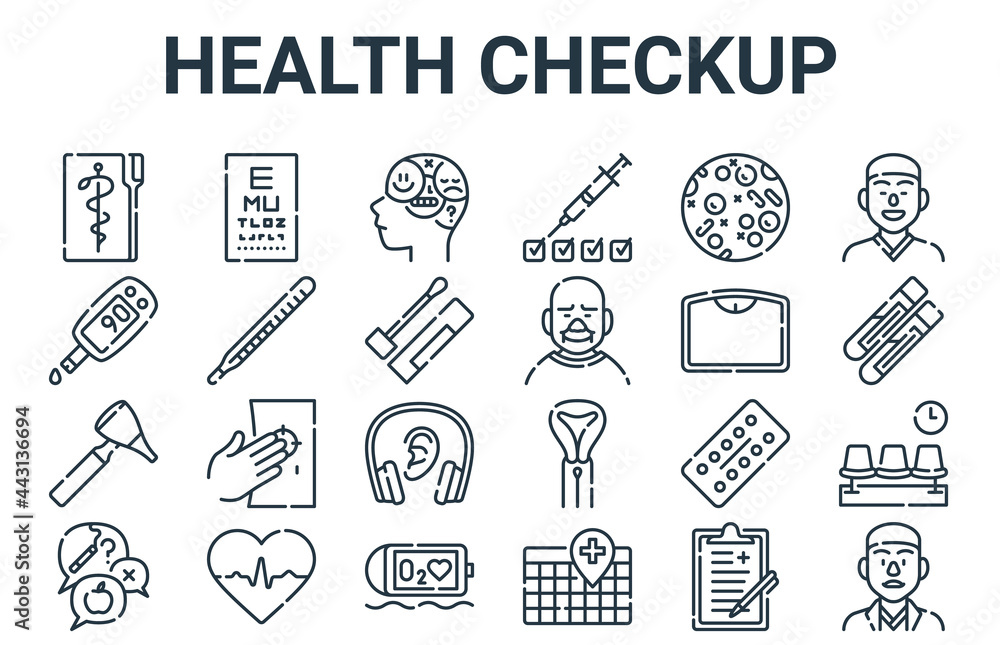 linear pack of health checkup line icons. linear vector icons set such ...