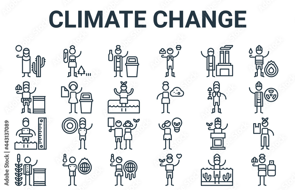 linear pack of climate change line icons. simple web vector icons set ...