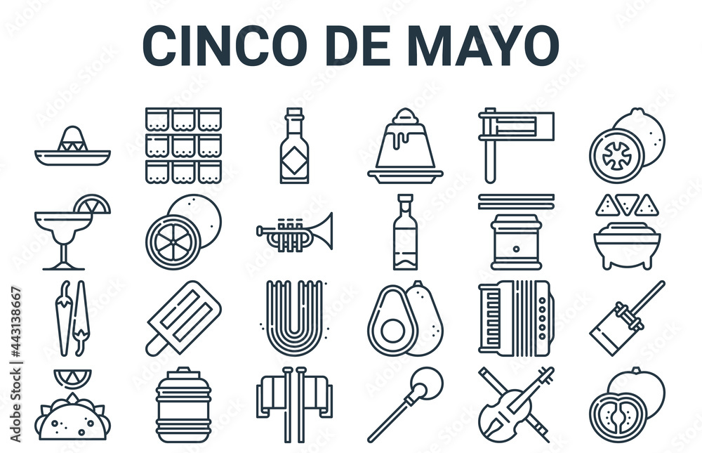 linear pack of cinco de mayo line icons. simple web vector icons set ...