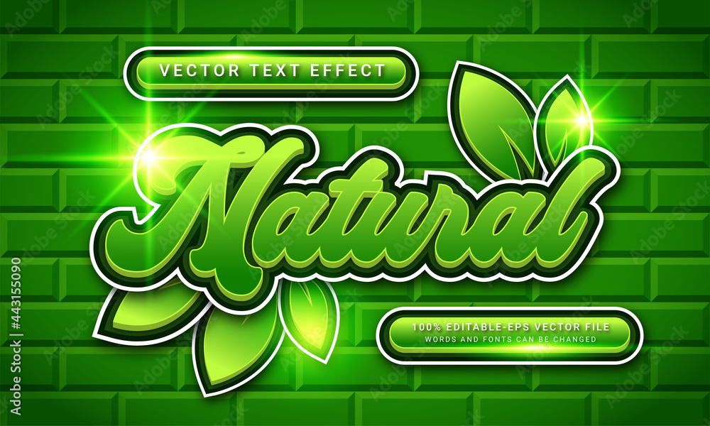 Natural editable text effect with natural green fresh theme Stock ...
