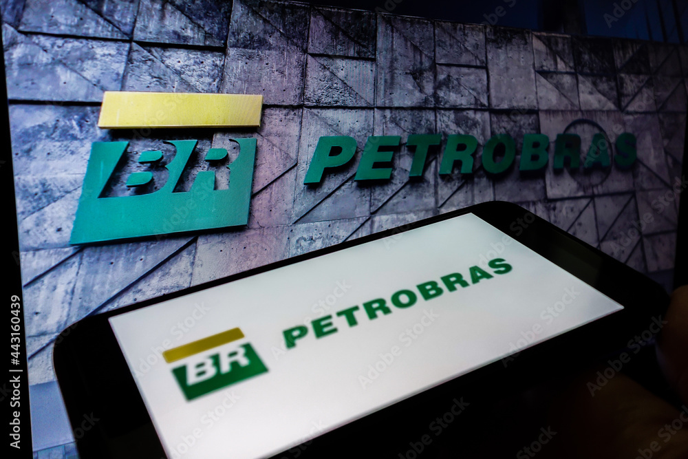 Petrobras company (Petroleo Brasileiro SA) logo visible on smartphone ...