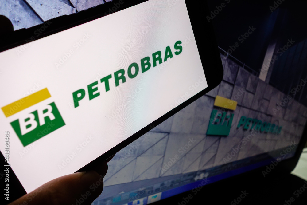 Petrobras company (Petroleo Brasileiro SA) logo visible on smartphone ...