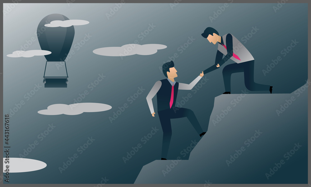 vector illustration of businessman helping his colleague, concept of ...