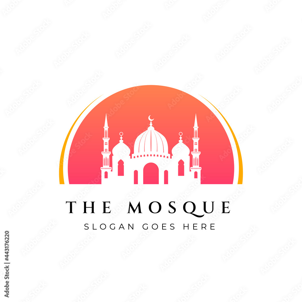 Islamic center icon silhouette logo design template with mosque vector ...