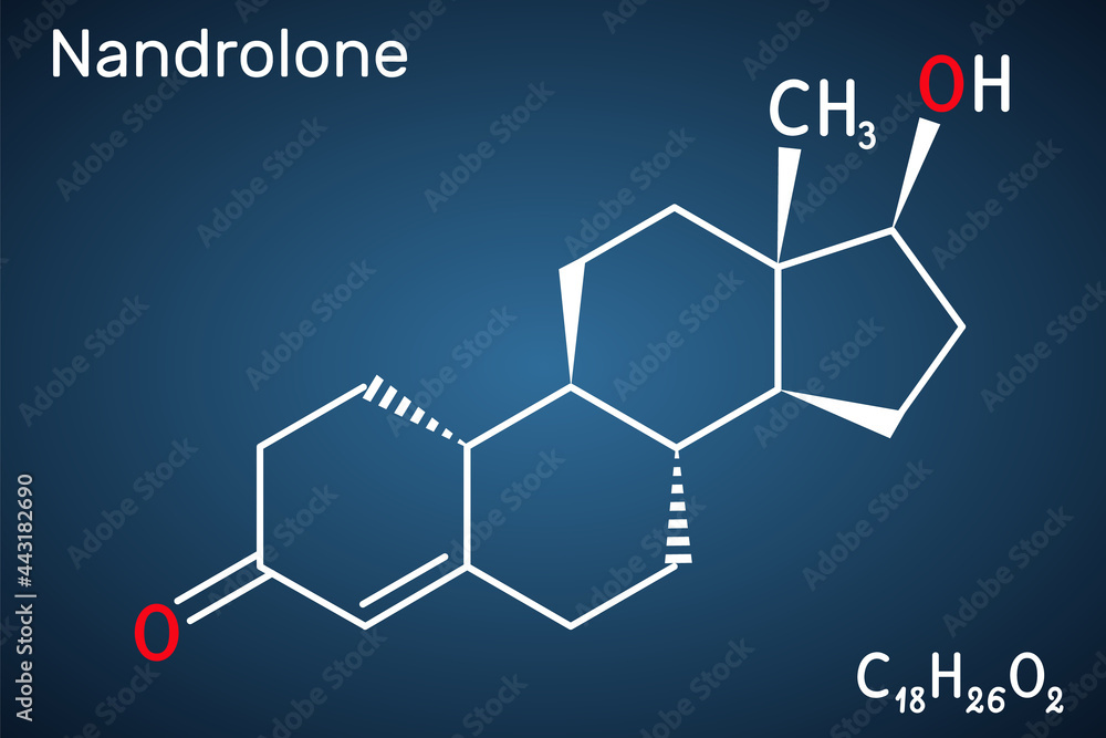 Nandrolone, 19-Nortestosterone, nortestosterone molecule. It is ...