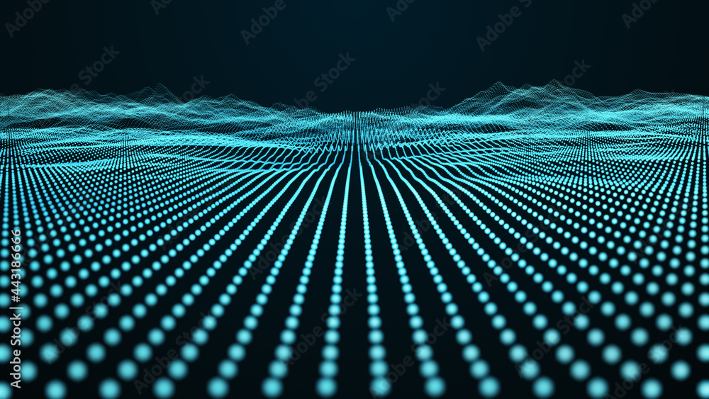 4K Digital Particle Field Technology Network Background. digital cyber ...