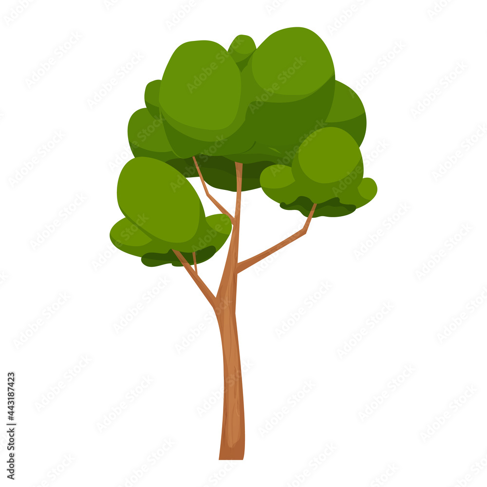 Forest comic tree, detailed and textured in cartoon style isolated on ...