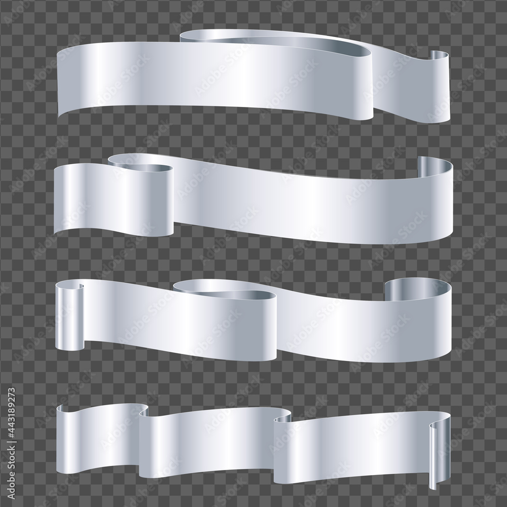 silver ribbon isolated on transparent background Stock Vector | Adobe Stock