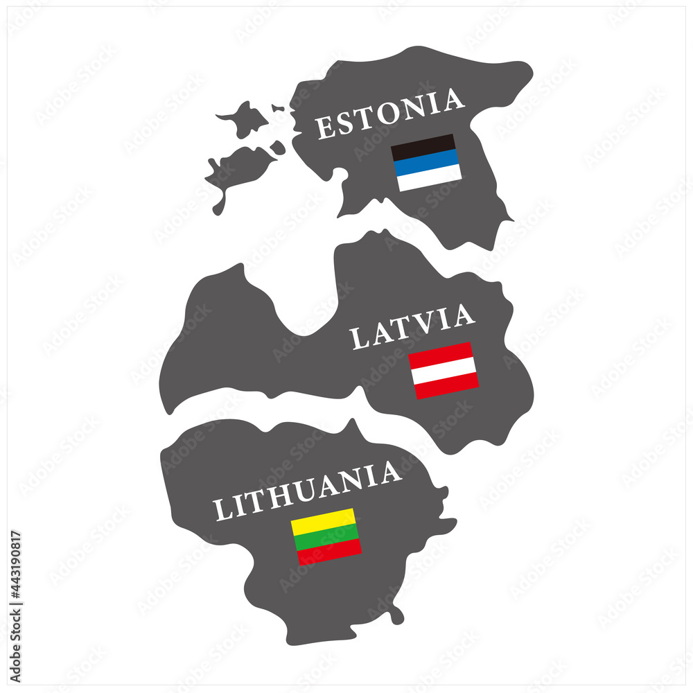 Vector illustration map of European Baltic sea states countries ...