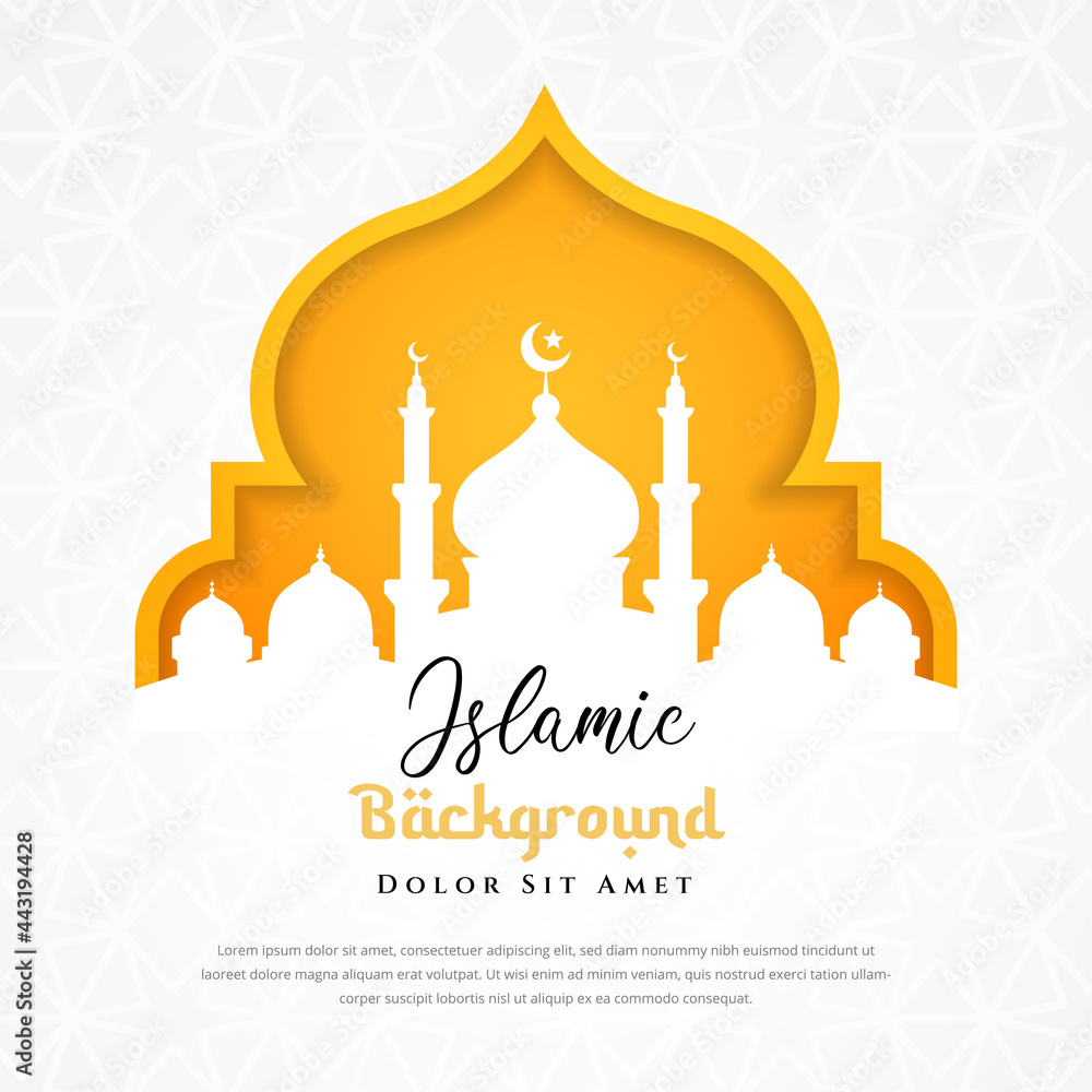 Islamic background design with mosque silhouette illustration. Can be ...