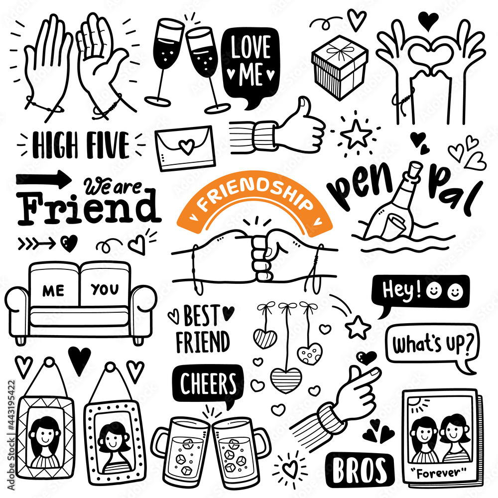 Abstract Friendship Concept Doodle Illustration Stock Vector | Adobe Stock