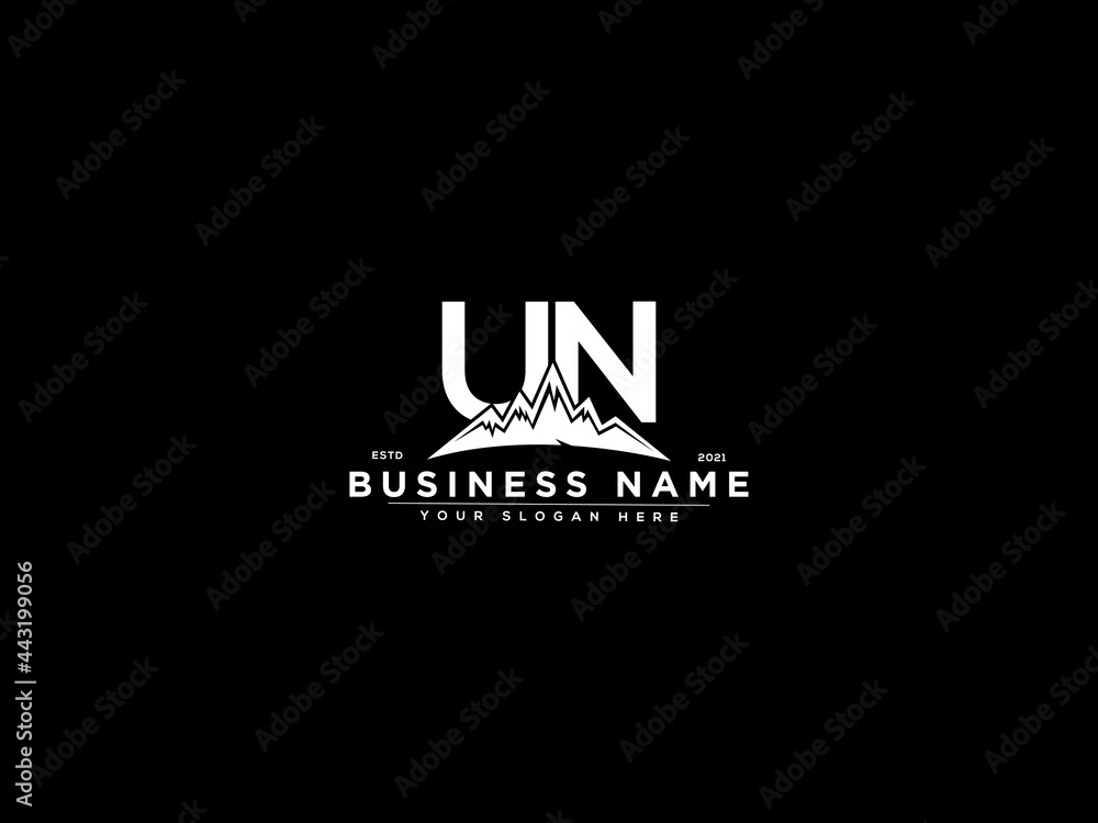 Letter UN Logo, mountain un logo icon vector for river forest hill ...