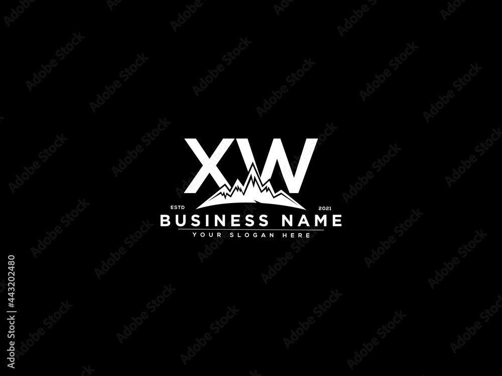 Letter XW Logo, mountain xw logo icon vector for river forest hill ...
