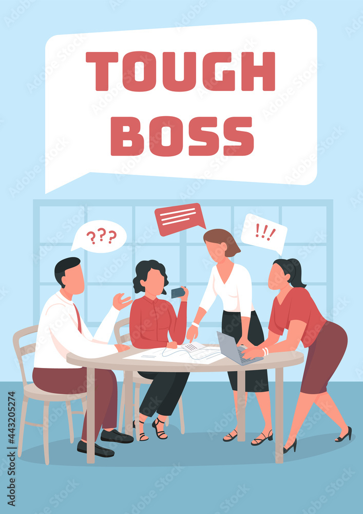 Work stress poster flat vector template. Toxic environment. Unhealthy ...