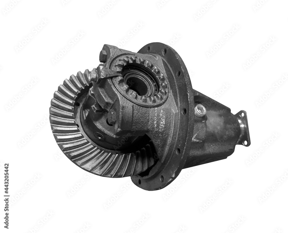 Differential rear axle of the car. Rear-wheel drive truck gearbox on ...