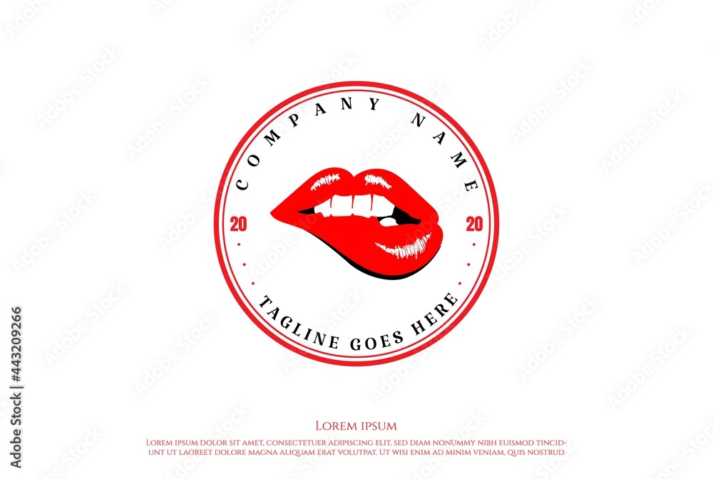 Red Hot Sexy Sensual Naughty Woman Girl Lips Logo Design Vector Stock ...