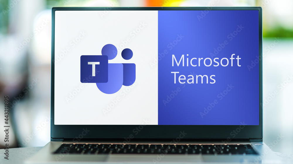 Laptop computer displaying logo of Microsoft Teams Stock Photo | Adobe ...