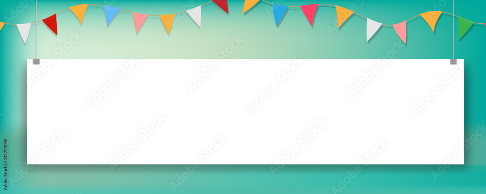Colorful flags and whiteboards, vector illustration backgrounds ...