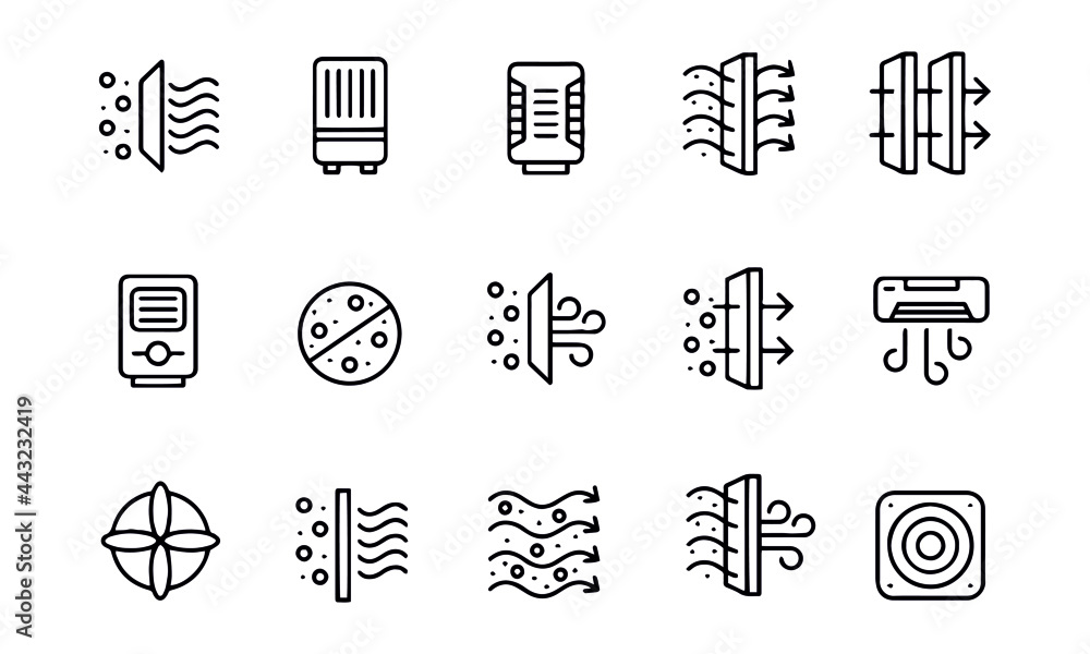 Air purifiers icon set vector design Stock Vector | Adobe Stock