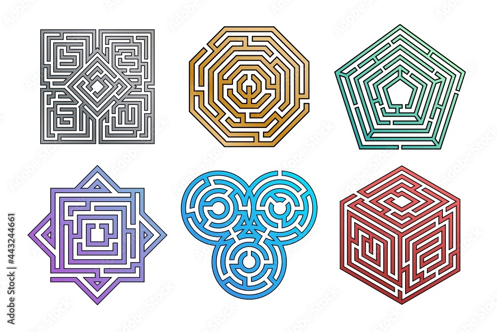 Labyrinth game. Maze riddle for finding right path. Wrong way to exit ...