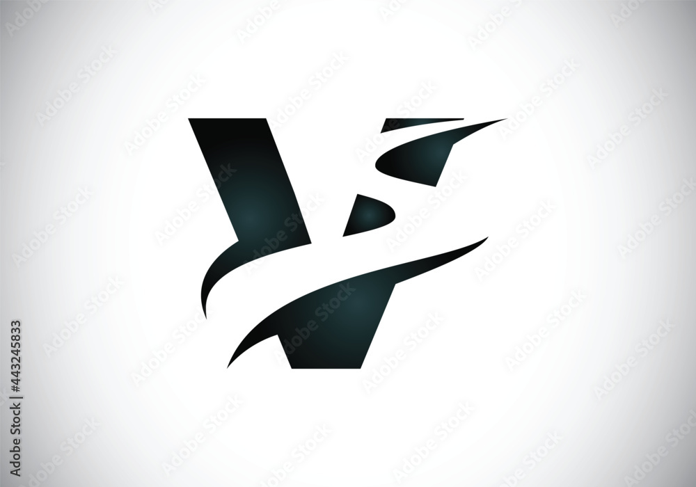 Initial Letter V with backspace S or pathway Logo design vector ...