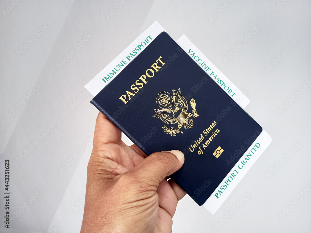 COVID-19 Vaccination Record card, Passport of USA, Immune passport or ...
