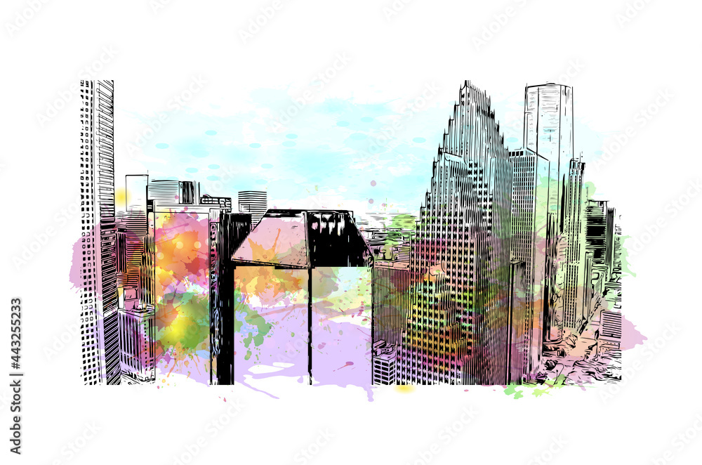 Building view with landmark of Houston is a large metropolis in Texas ...
