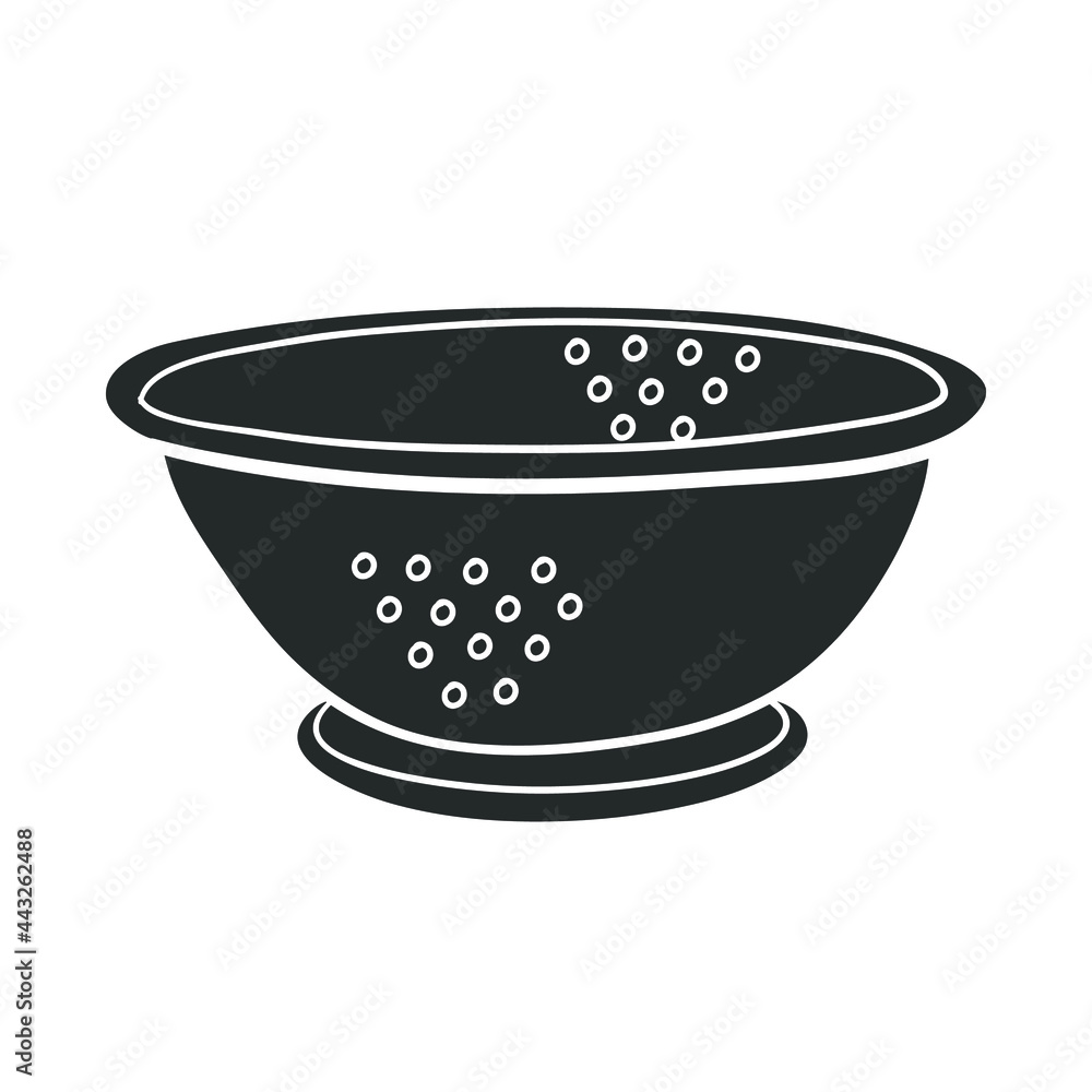 Kitchen Strainer Icon Silhouette Illustration. Cooking Tools Vector ...