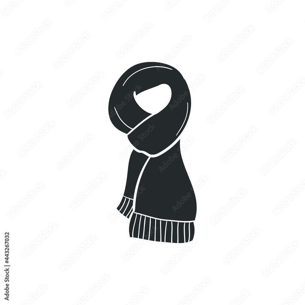 Scarf Icon Silhouette Illustration. Autumn Clothes Vector Graphic ...