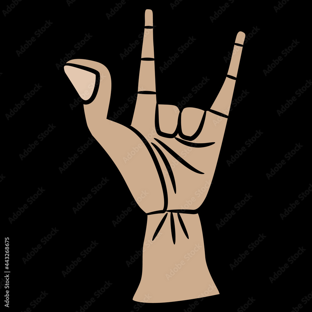 Stylized human hand showing two fingers. Apotropaic Sign of the horns ...