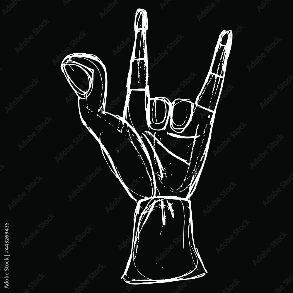 Stylized human hand showing two fingers. Apotropaic Sign of the horns ...