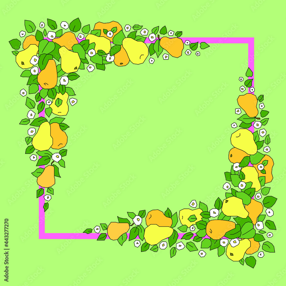 Vector picture frame consisting of a picture of pears. Modern cute ...