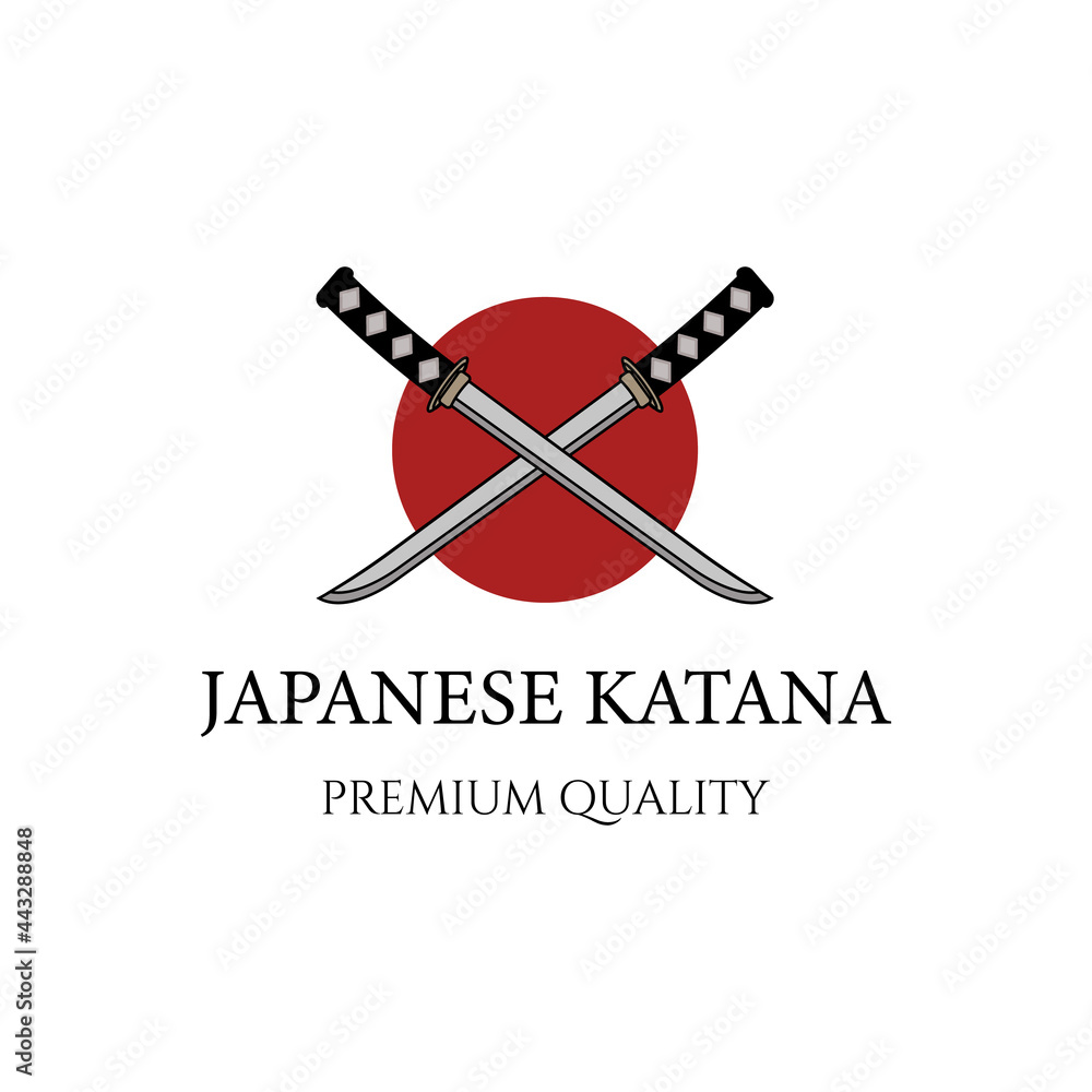 Weapon katana vintage icon minimalist vector logo illustration design ...