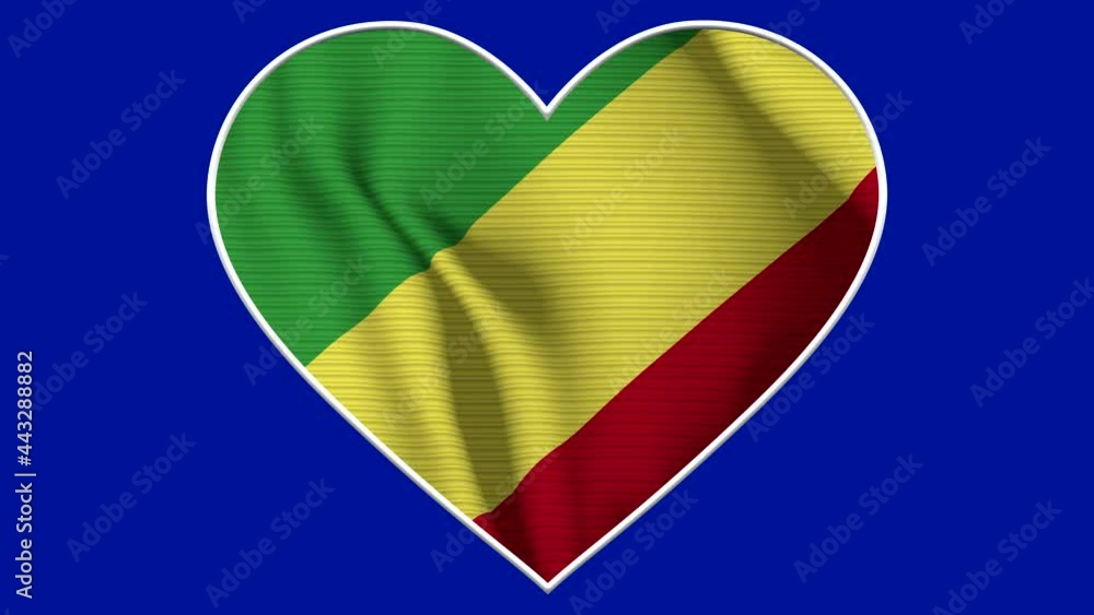 Republic of Congo Heart Love Flag Loop - Realistic 4K flag waving in ...