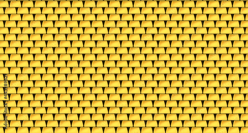 Wall of many gold bars background. Stacks of gold bars. Seam pattern ...