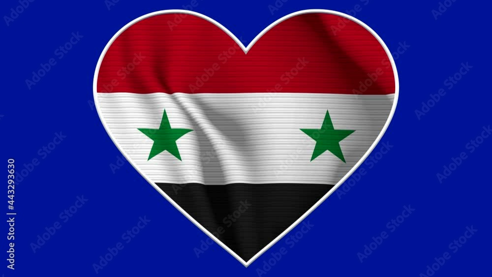 Syria Heart Love Flag Loop - Realistic 4K flag waving in the wind ...