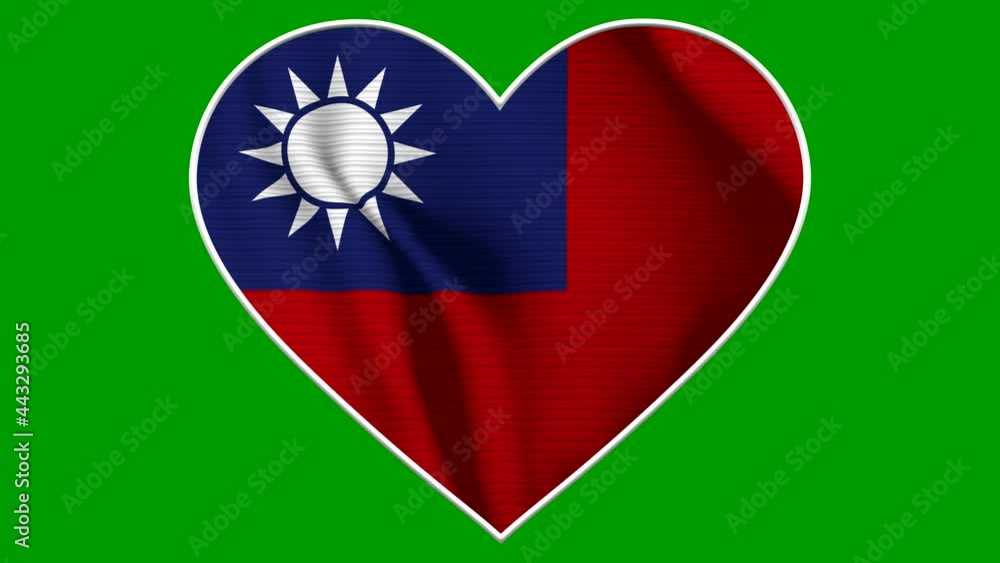 Taiwan Heart Love Flag Loop - Realistic 4K flag waving in the wind ...