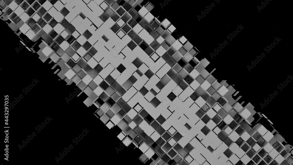 Stockvideo Gray square cells form diagonal abstract doors that closes ...