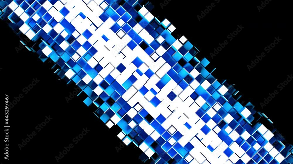 Blue square cells form diagonal abstract white doors that closes the ...