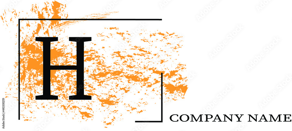 Orange-stroked black stylish and elegant letter H logo for company name ...