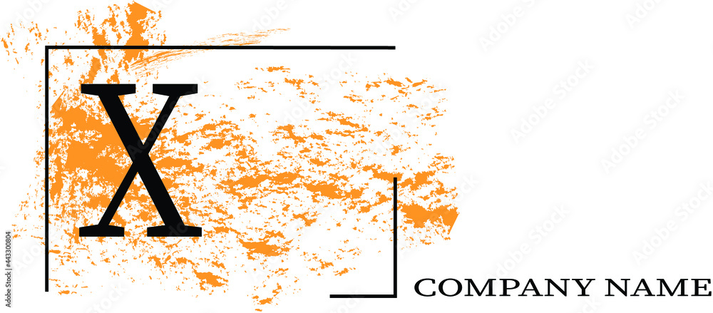 Orange-stroked black stylish and elegant letter X logo for company name ...