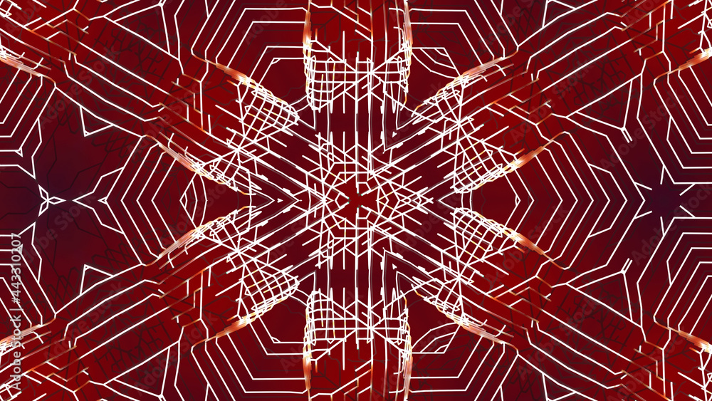 Sci-fi 3d render. Fantastic bg. Abstract white wireframe on red bg. Ai ...