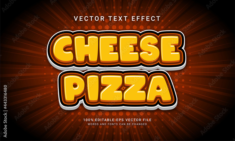 Cheese pizza editable text effect with pizza food menu theme Stock ...