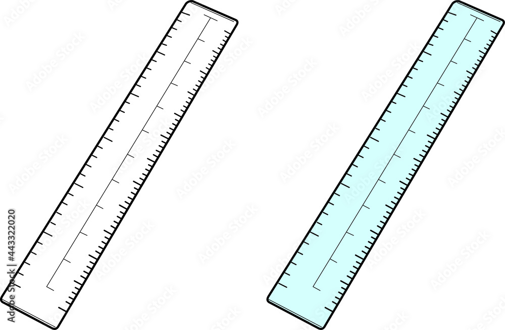 Ruler vector drawing line art with colour Stock Vector | Adobe Stock