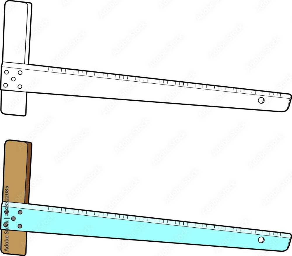 T square vector drawing line art and colored. Stock Vector | Adobe Stock