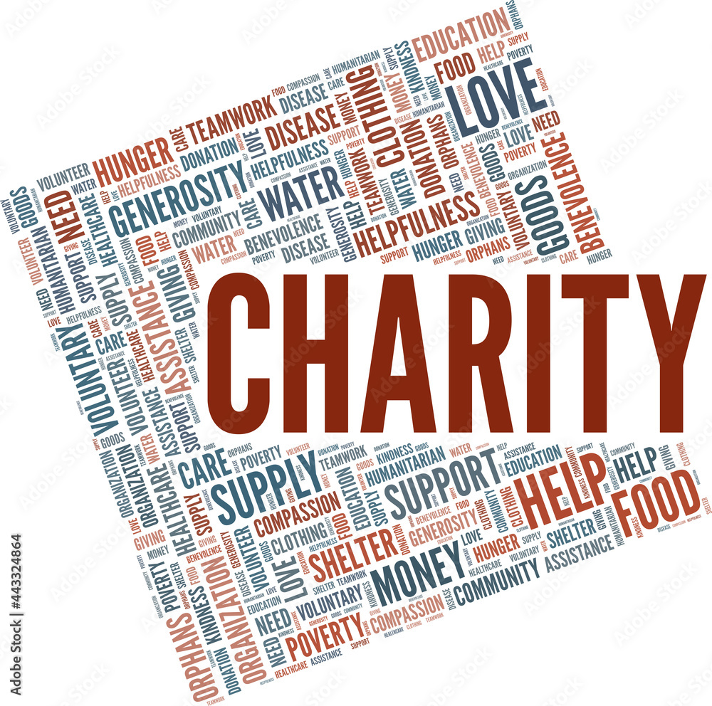 Charity vector illustration word cloud isolated on a white background ...