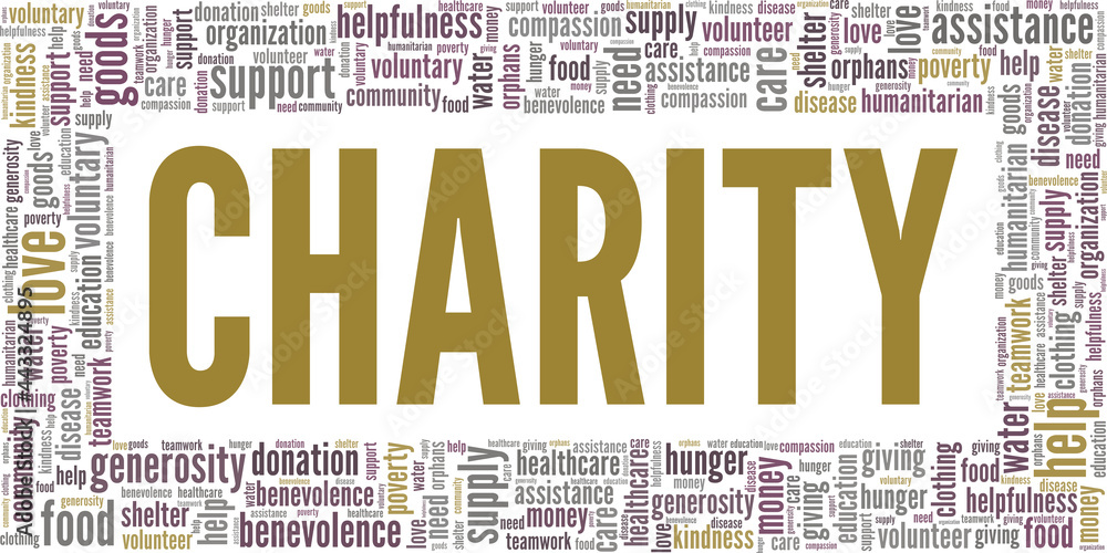 Charity vector illustration word cloud isolated on a white background ...