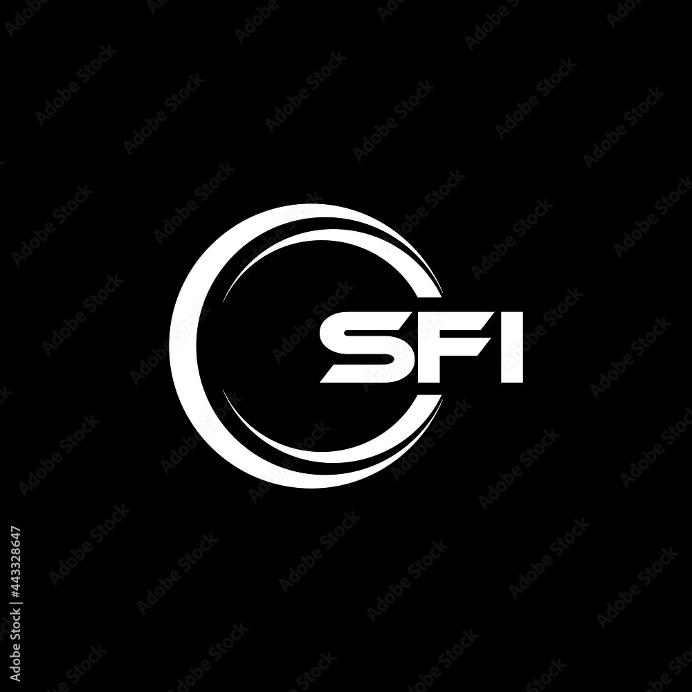 SFI letter logo design with black background in illustrator, vector ...